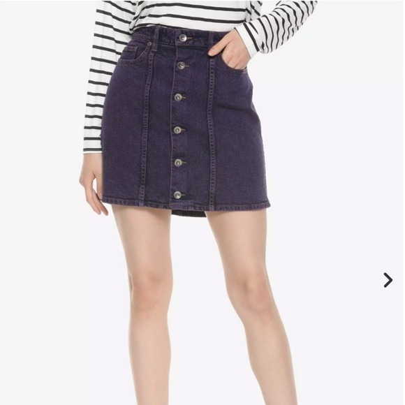 Hot Topic | Skirts | Hot Topic Purple Acid Wash Denim Jean Mini Skirt ...